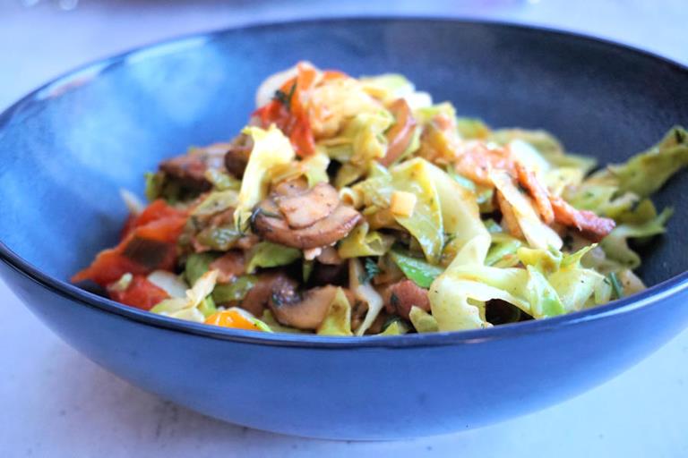 Cabbage With Bacon, Tomato And Mushroom | Recipe | Cuisine Fiend