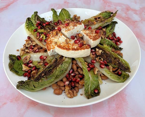 Manouri Cheese With Beans And Grilled Lettuce | Recipe | Cuisine Fiend