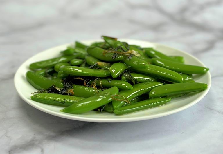 Sugar Snap Peas With Crispy Spring Onions | Recipe | Cuisine Fiend